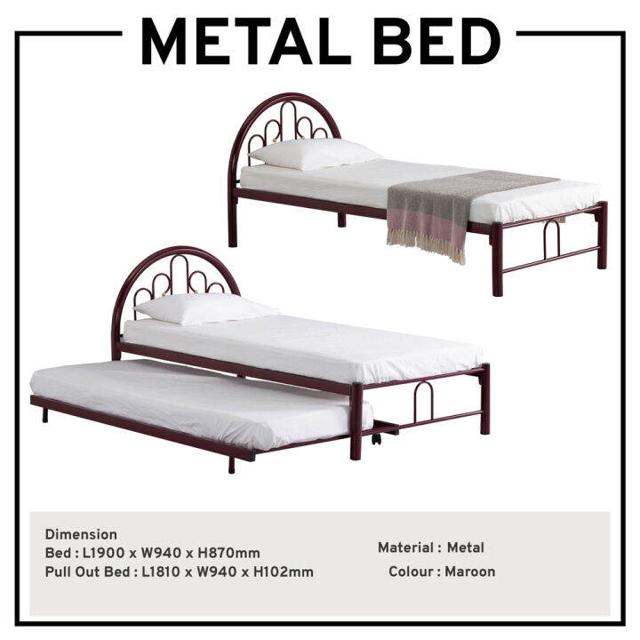 Single Metal Bed With Pull Out Metal Bedframe Single Bed | Lazada Singapore