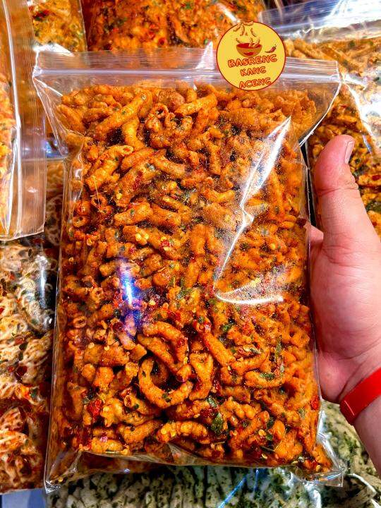 camilan Usus Ayam Crispy 1kg Pedas Daun jeruk Hot Jeletot/ usus crispy ...
