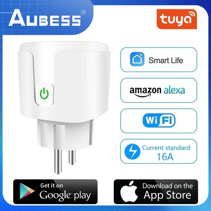 【CW】 Aubess Tuya 20A Plug WiFi Monitoring Timing Function Works With Alexa Home Alice ...