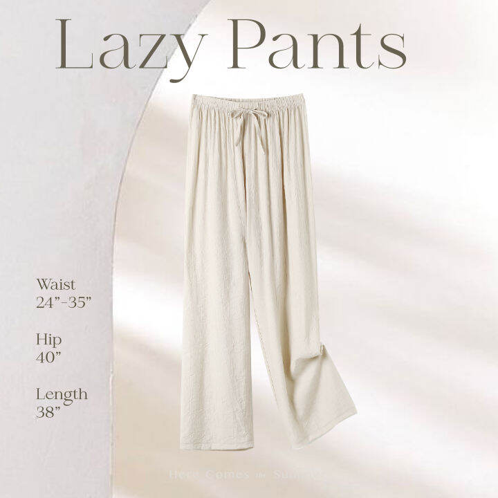 กางเกงขายาว ชายหาด สไตล์มินิมอล Lazy Pants | Lazada.co.th