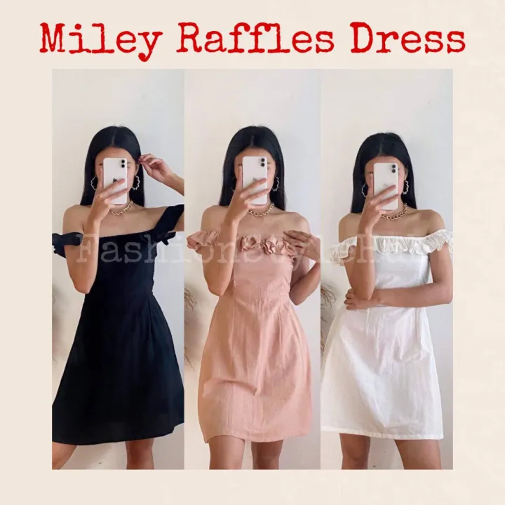Trendy Miley Raffles Smocked Back Dress | Off Shoulder Dress | Lazada PH