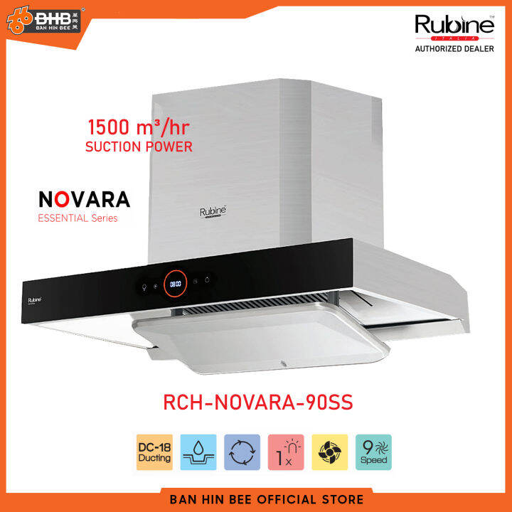 Rubine Novara Chimney Cooker Hood Essential Series 1500 m³/hr with O-touch Panel RCH-NOVARA-90SS ...