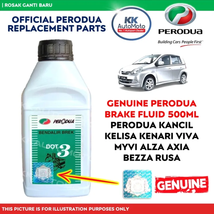 1 Botol Genuine Perodua Brake Fluid Oil DOT3 III Yellow 0.5L Minyak Brek Dot 3 500mL Perodua ...