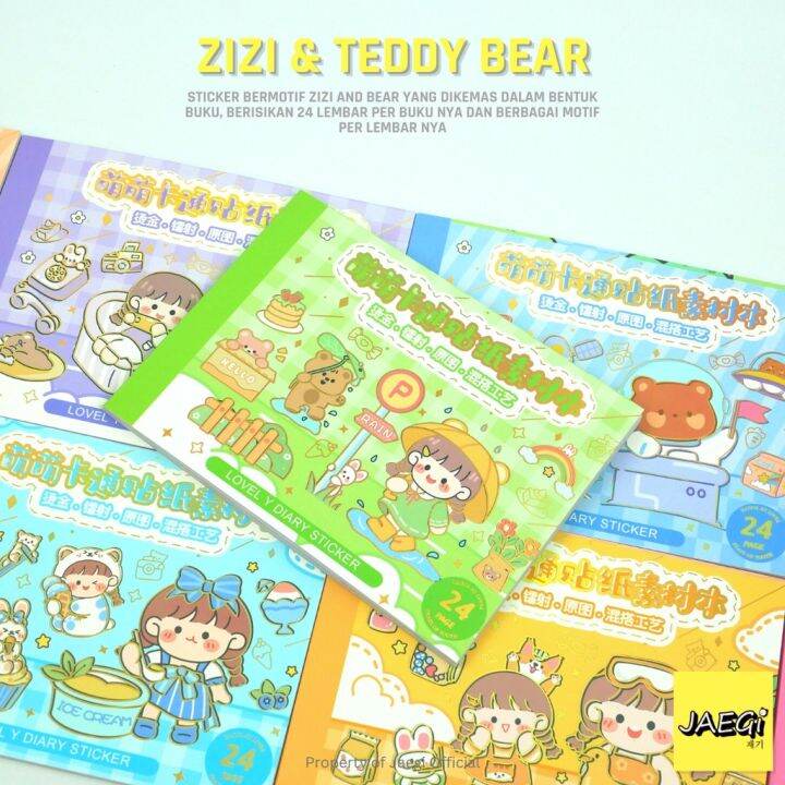 JAEGi - Aesthetic Sticker Zizi & Teddy Bear Edition 24 Lembar | Lazada ...