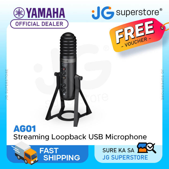 Yamaha AG01 Desktop USB Cardioid Condenser Microphone with Type-C and 3.5mm TRRS AUX I/O ...