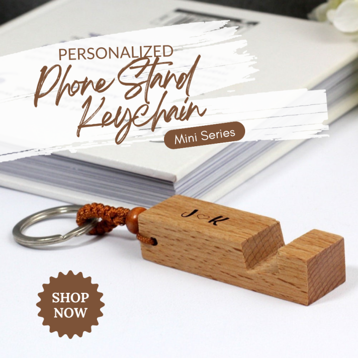 Engraved Customized Wooden Phone Stand Keychain Phone Holder Engraved ...