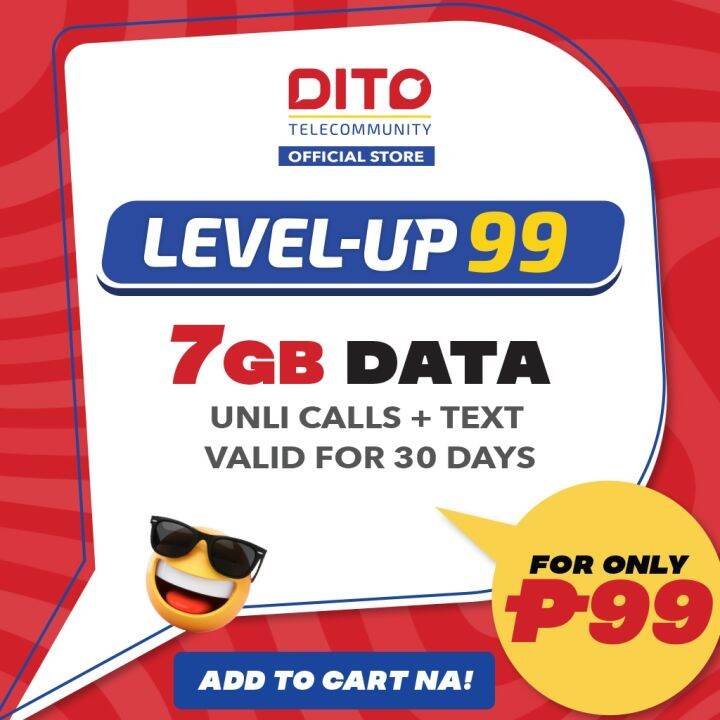 DITO Level-Up SIM Pack 99 with 7GB DATA | Lazada PH
