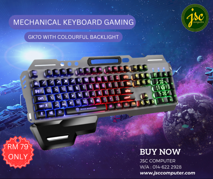 SPACE WARSHIP GK70 MECHANICAL HAND GAMING KEYBOARD WITH COLOURFUL ...
