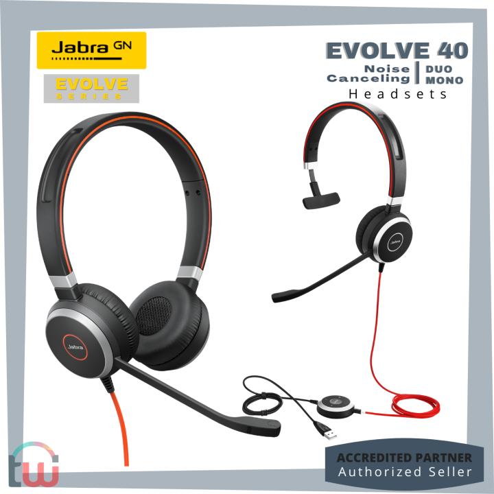 Jabra EVOLVE 40 Headsets Mid-range Flexible USB & 3.5mm Jack Busylight ...