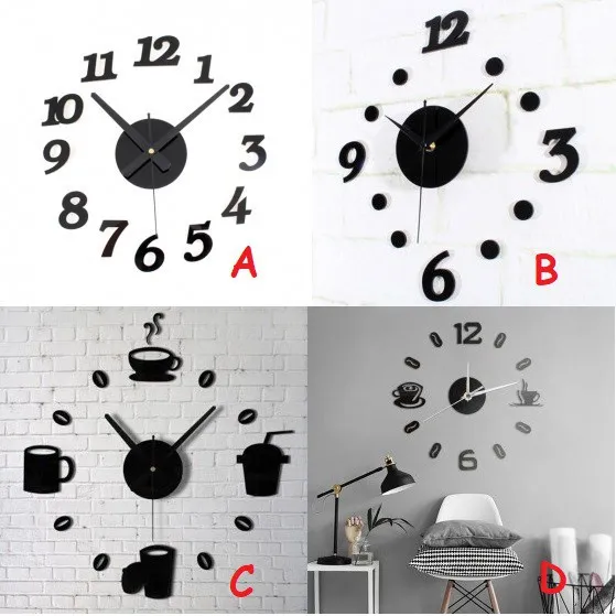 Jam Dinding Tempel Desain Angka analog 3D giant Wall modern clock ...