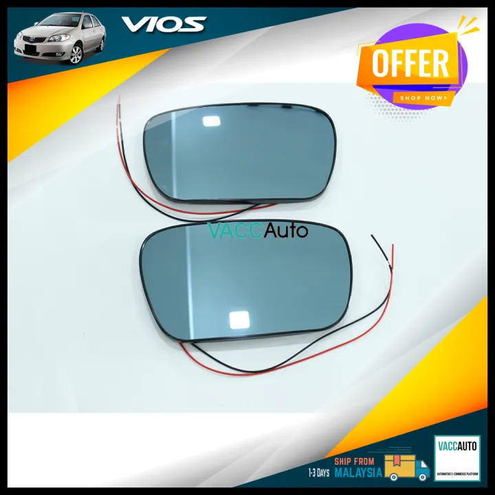 Toyota Vios Blue Side Mirror With LED Signal Wide Angle Sight Rear View ...