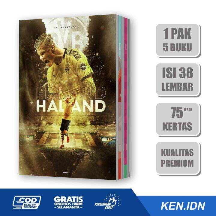 Buku Tulis Sekolah Custom Sepak Bola HALLAND Bergaris 38 Lembar 1 Pak ...