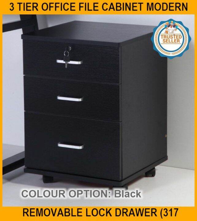 3 Tier Office File Cabinet Modern Removable Lock Drawer (3177) | Lazada