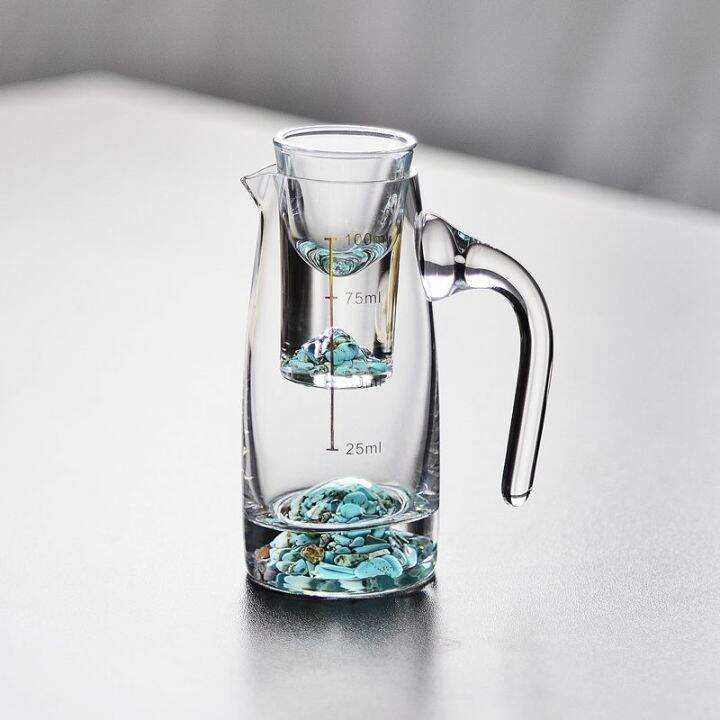 Ice Blue Mountain crystal glass white wine glass set scale wine divider ...