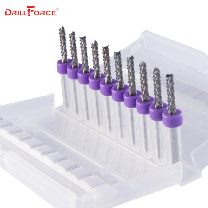 10PCS PCB Milling Cutter 0.4mm-3.175mm Fish Tail Milling Cutter Corn ...