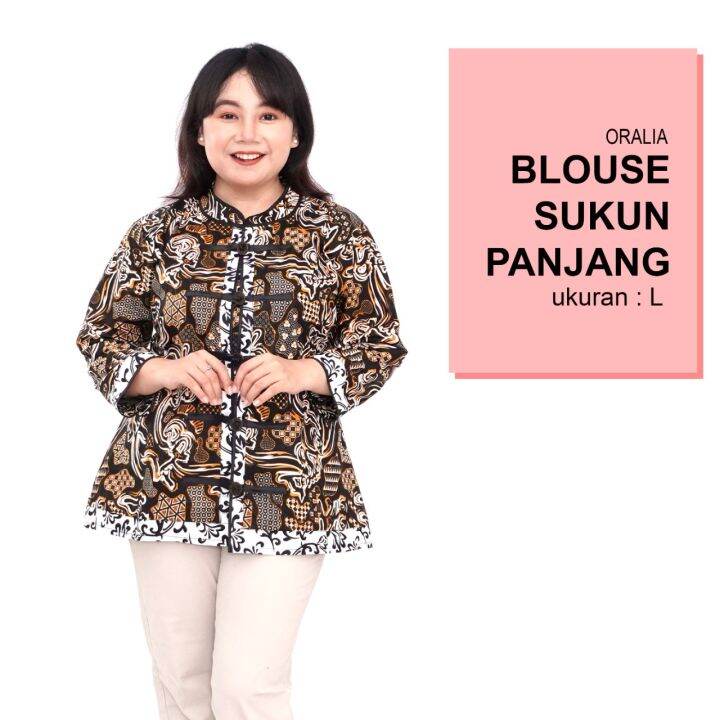 Atasan Batik Blouse Big Size Wanita Jumbo S M L Xl 2l 3l 4l 5l 6l 7l