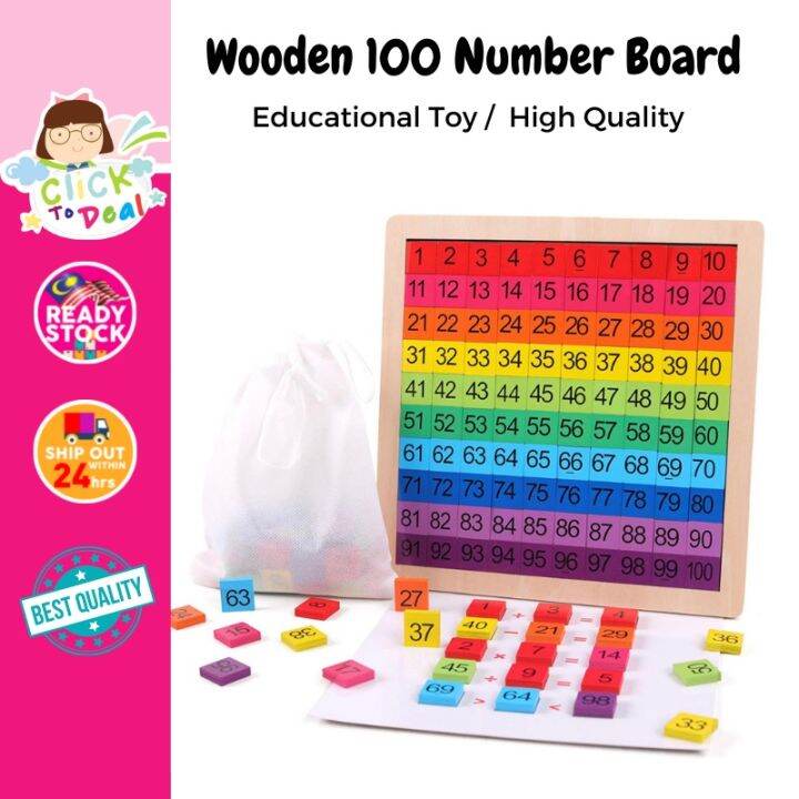 100 Number Board Wooden Math Learning Board Toy, Montessori 1-100 ...