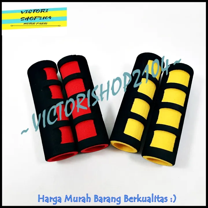 Handfat Handgrip Motor Busa Pendek Grip Motor Merah dan Kuning | Lazada ...