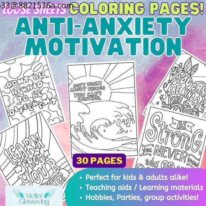 books MOTIVATION ANTI ANXIETY Coloring pages for adults 30 loose ...
