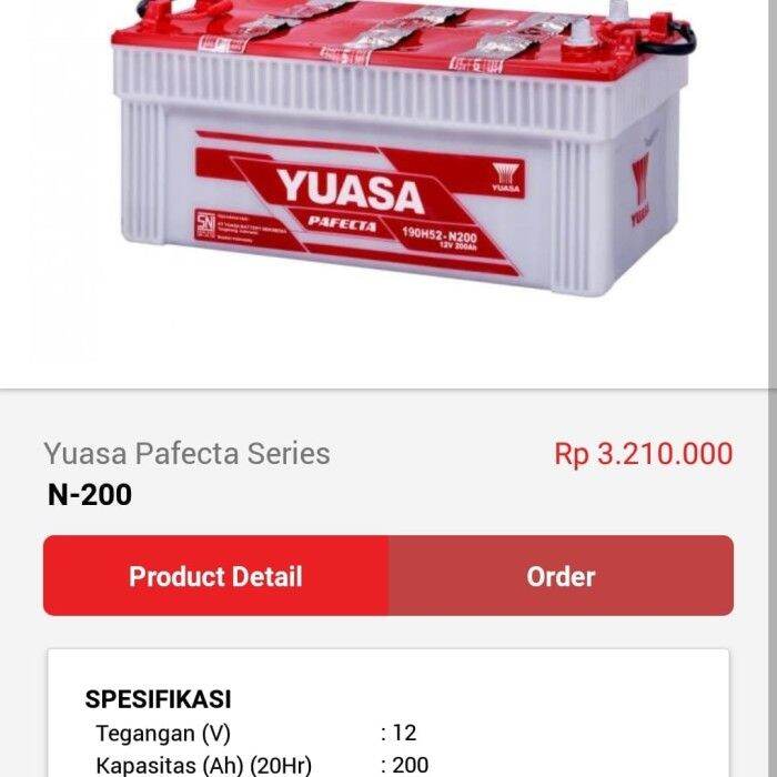 Accu aki n200 yuasa 12v 200ah | Lazada Indonesia