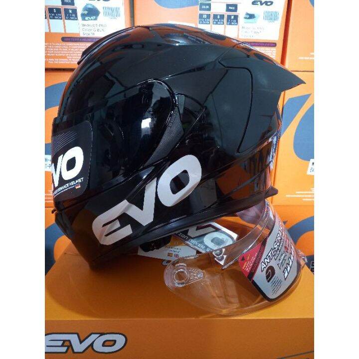 EVO HELMET GT PRO GLOSSY BLACK FULL face Dual visor | Lazada PH