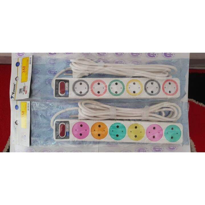 Terminal Stop Kontak Tipis Set Switch Lampu 6 Lubang YUNIOR 3M | Lazada ...