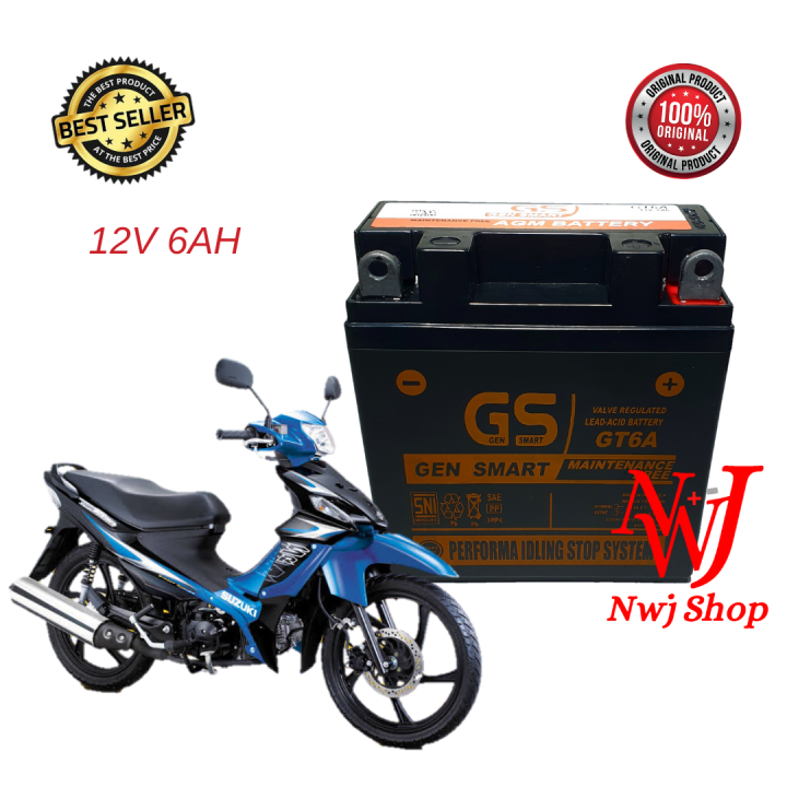 Aki Motor Shogun 110 Smash Tornado Titan Bavo GT6A GM5Z YB5L GS MF Aki Kering | Lazada Indonesia