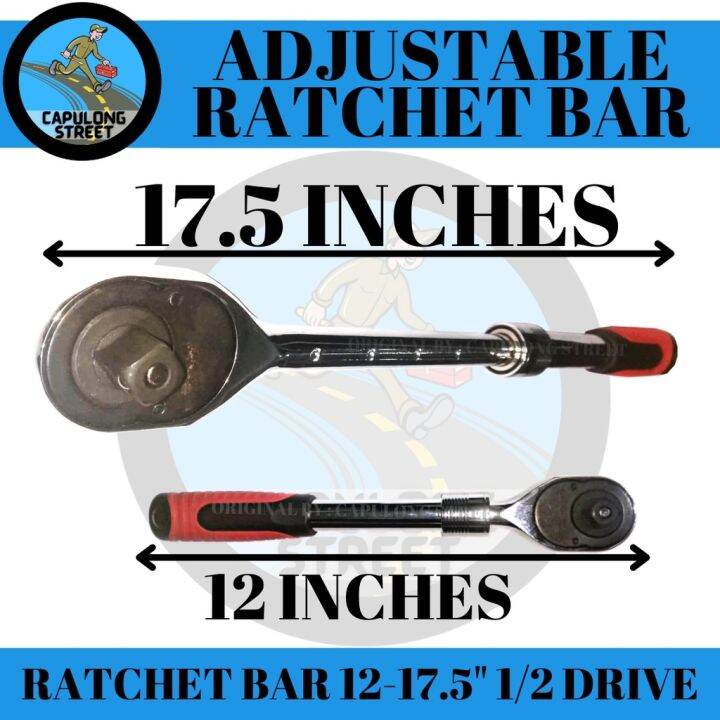 Capulong Street Adjustable Ratchet Bar 12 to 17.5 1/2 Drive Chrome ...