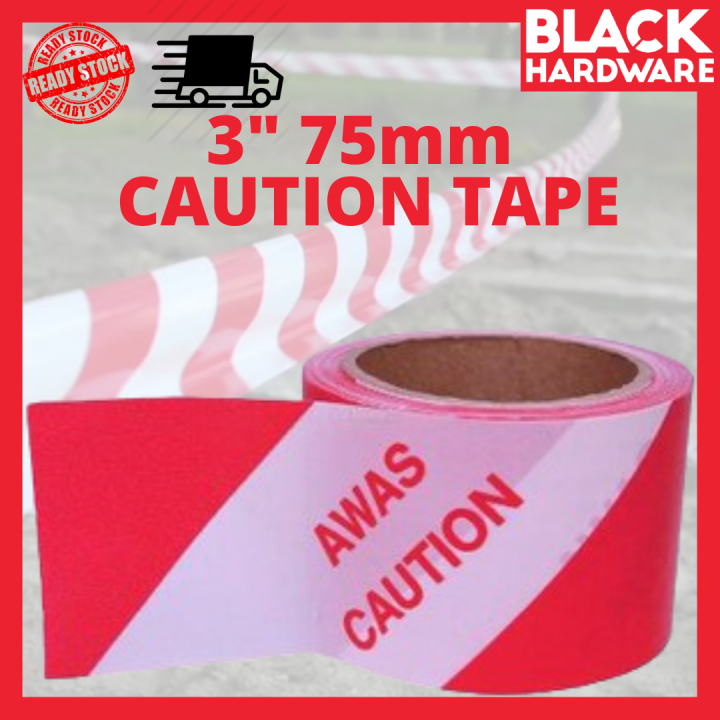 BLACK HARDWARE Warning Caution Barricade Awas Red White Hazard Safety ...
