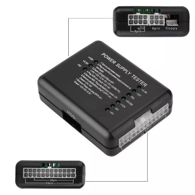 ALLAN LED 20/24 Pin PSU ATX SATA HDD Power Supply Tester Checker Meter ...