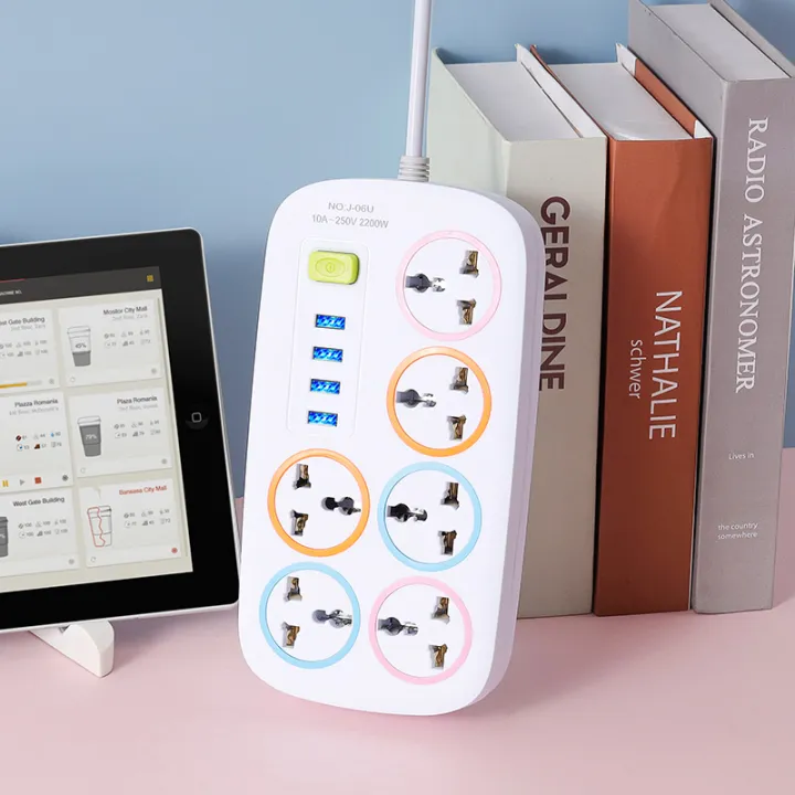 4USB 10Outlet Extension Wire Socke with 3M Heavyduty Universal Switched ...