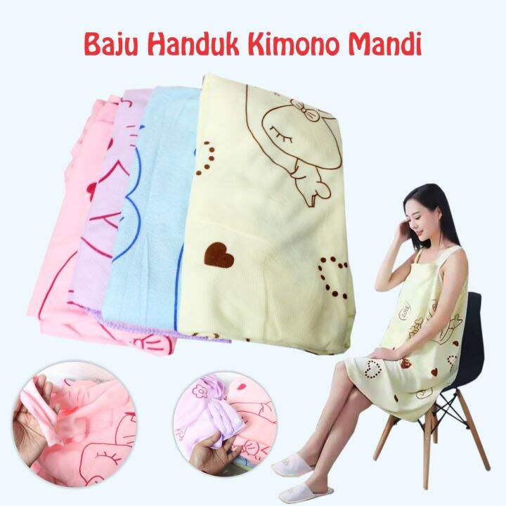 Handuk Baju Model Kimono Mandi Multifungsi Motif Karakter | Lazada ...