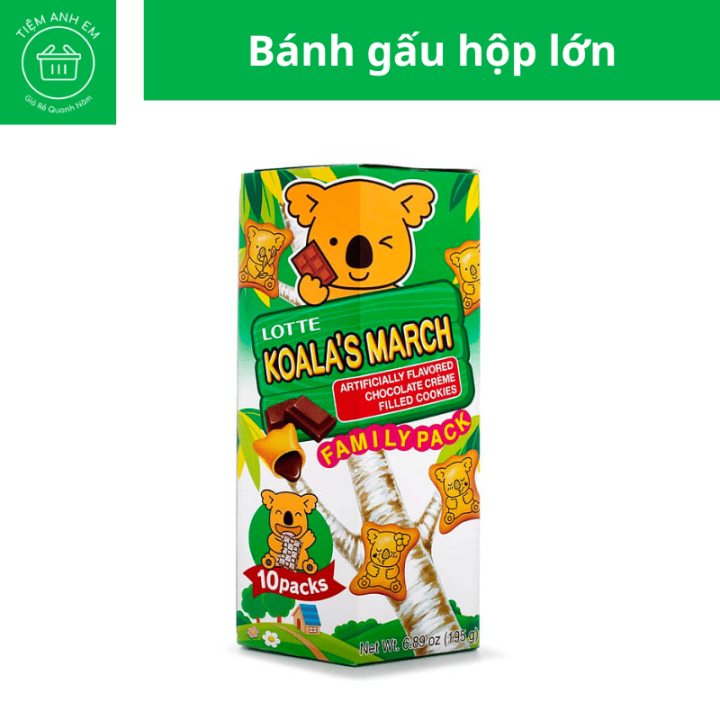 Bánh gấu nhân socola Lotte Koala's March hộp lớn 195g (10 gói x 19,5g) | Lazada.vn