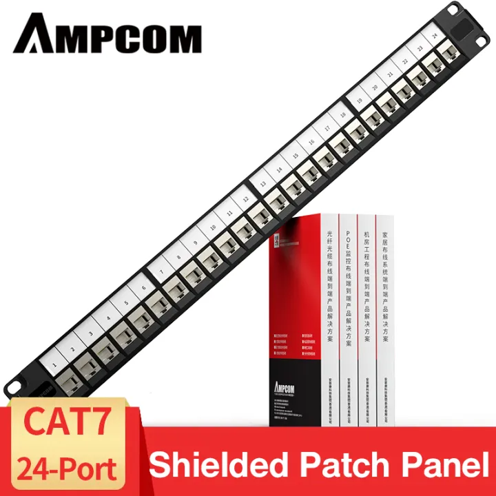 AMPCOM Patch Panel, 24 Port Patch Panel Pass Through, RJ45 Shielded ...