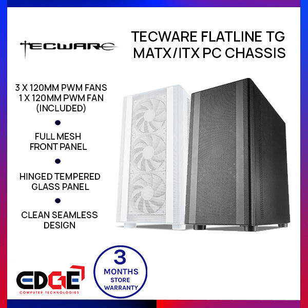 EDGE | TECWARE Flatline TG Tempered Glass mATX/ITX PC Chassis | Lazada PH