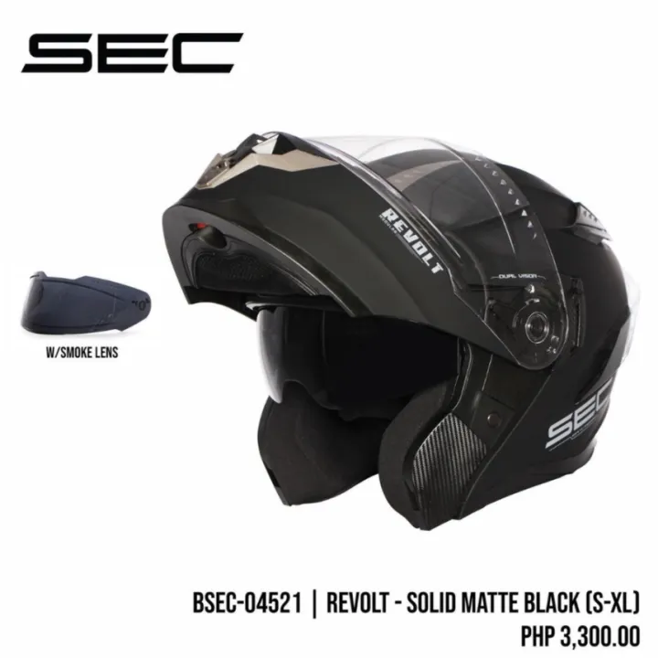 durable SEC Revolt Modular Dual Visor Helmet with (Free Smoke and Free ...