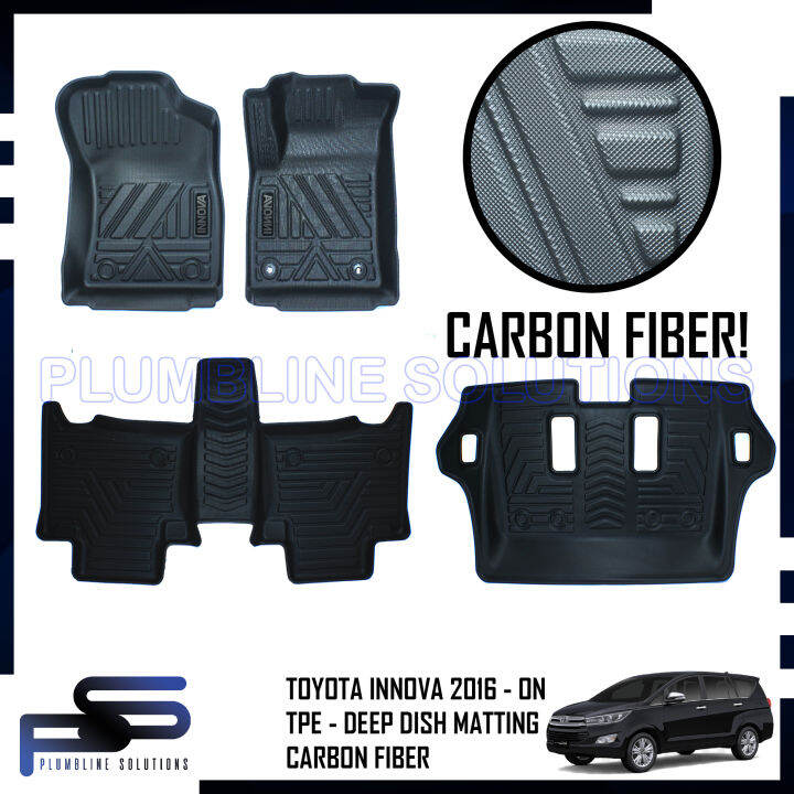 TPE Carbon Fiber Deep Dish Matting for Toyota Innova V G J E 2016 2017 ...