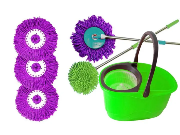 Magic Spin Mop With 2 Poles And 5 Mop Heads | Lazada
