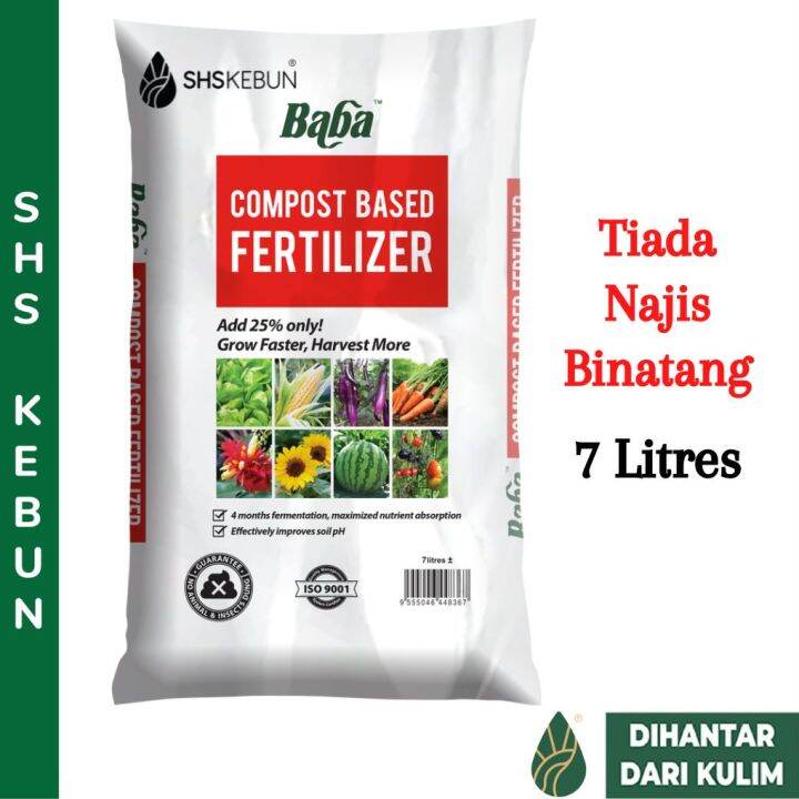 Baba Compost-based Organic Fertilizer Fertiliser 7L Baja Organik Kompos ...