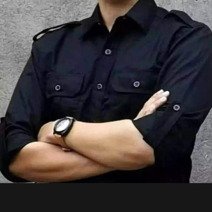 Kemeja PDH Hitam Polos Panjang | Lazada Indonesia