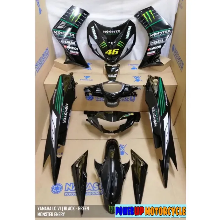 YAMAHA LC135 LC V1 MONSTER ENERGY GREEN NAKASONE NKS BODY COVER SET ...