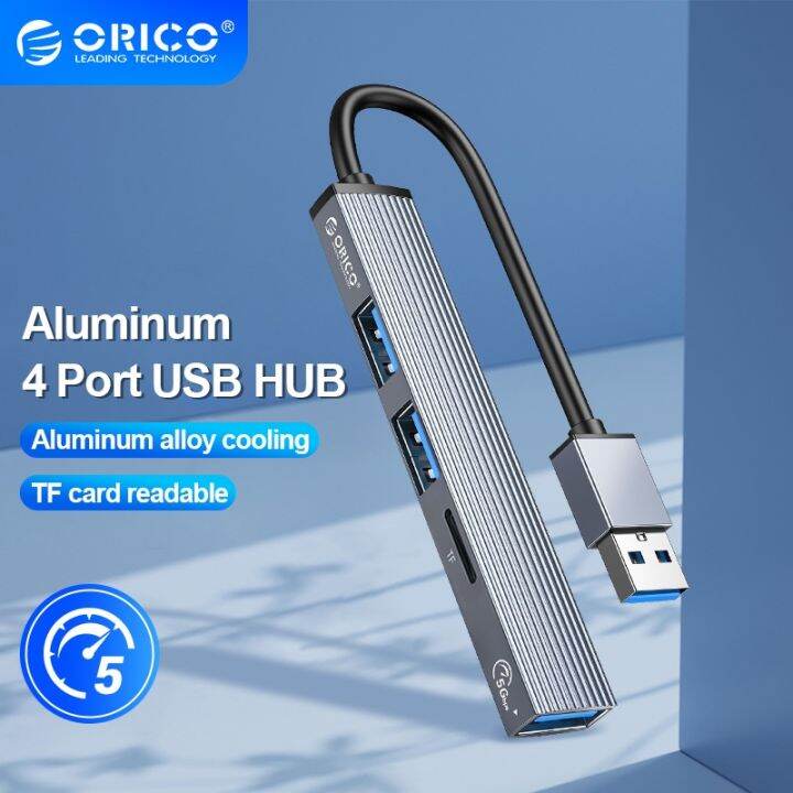 ۞ ORICO USB 3.0 HUB 4 Ports Aluminum Typc-c To 5Gbps High Speed Multi Type C Splitter Ultra-Slim ...