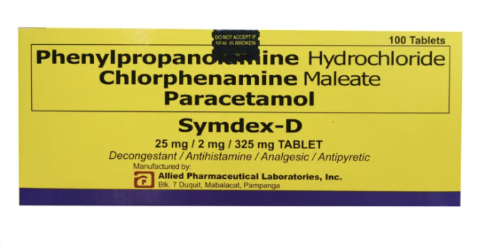 SYMDEX -D TAB - 100 TABLET (for Sipon, Cold, Allergy, body pain ...