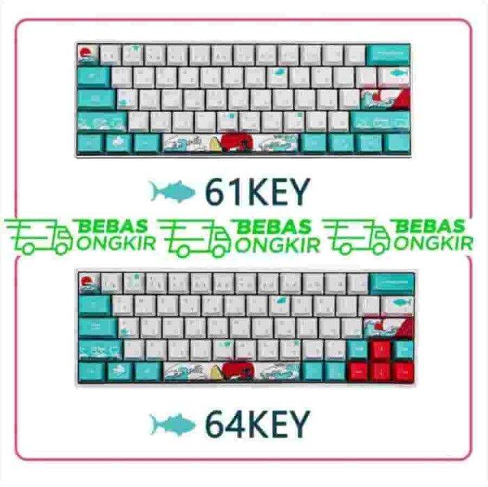 Diskon 60% Keycaps Japanese Root Ukiyo Sea Waves Coral PBT OEM Profile ...