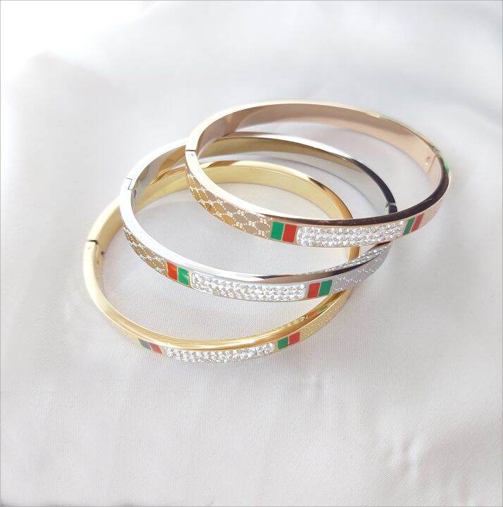 Gelang Titanium Wanita Dewasa 100% Asli Import Model Mewah Full Permata ...