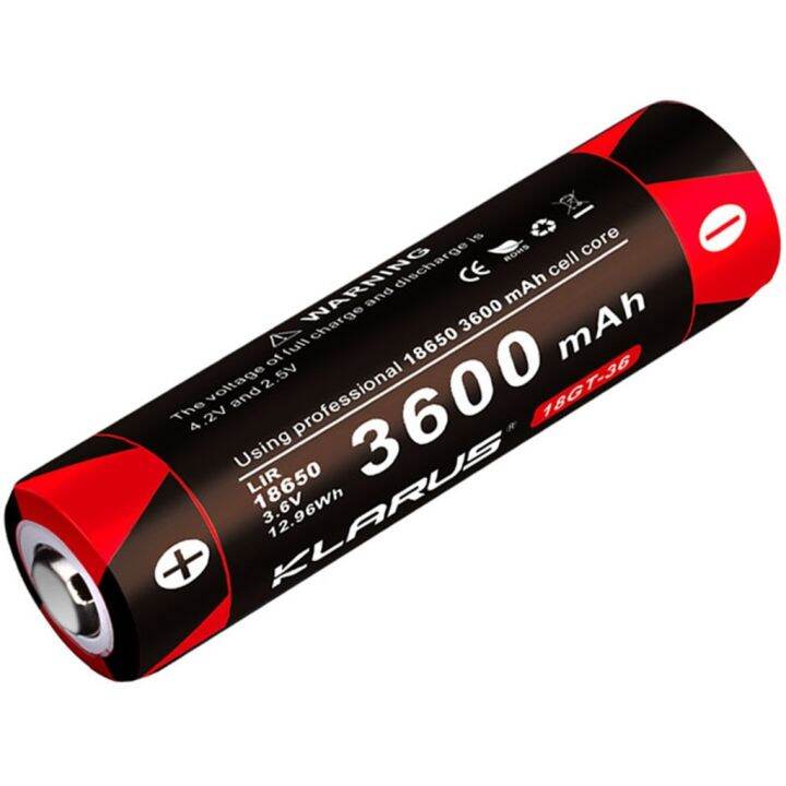 Klarus 18GT-36 18GT-36UR 18650 Battery 3600 mAh capacity - 1 pc only ...