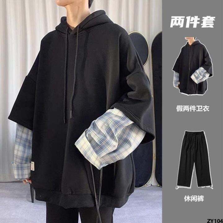 Dua Helai Lapang Kot Luar Palsu ins Sut Tampan, Sweater Baju Bertudung ... Dua Helai Lapang Kot Luar Palsu ins Sut Tampan, Sweater Baju Bertudung ...