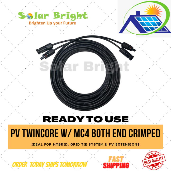 6mm2 Solar PV Cable Twincore 5 10 15 20 30 100 Meters MC4 to MC4 Both End Crimped Ready To Use ...