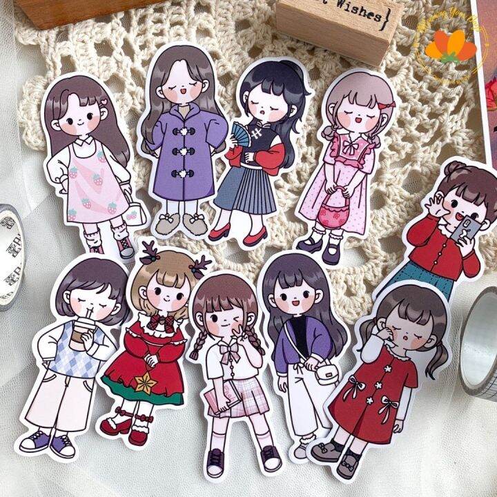 Girl Sticker Chibi Lucu Boy stiker dekorasi journaling scrapbook ...