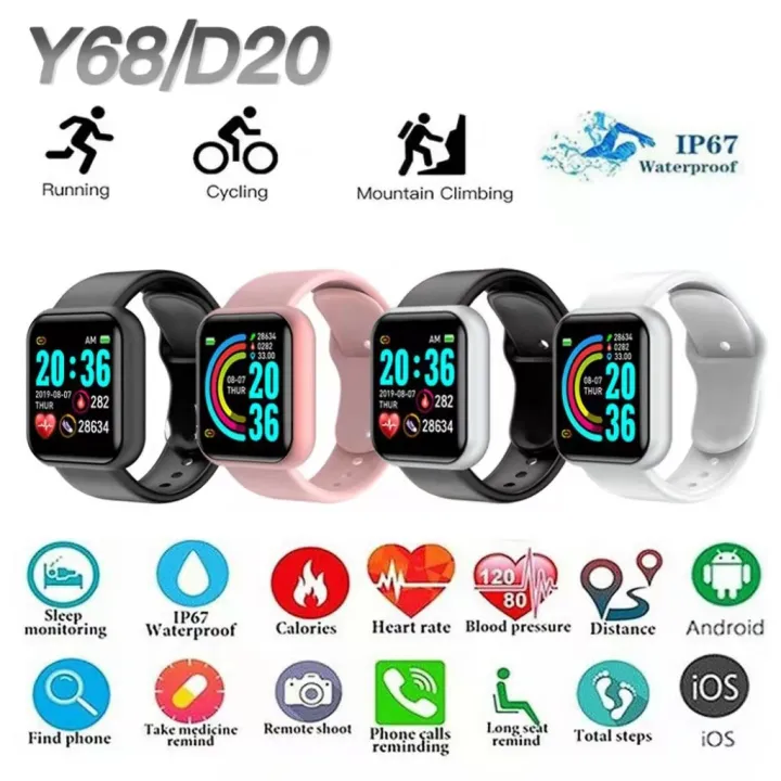 🔥FREE Shipping+COD🔥 Y68 Smart Watch Smart Bracelet Fitness Tracker ...